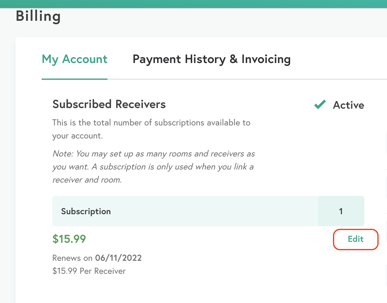 How do I add more receivers to my Ditto subscription?